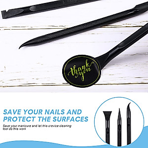 9 Pieces Plastic Scraper Tool Scratch Free Plastic Scraper Cleaning Pen-Shaped Scraper Tool Stiff Multipurpose Label Scraper for Tight Spaces, Kitchen, Crevices, Food, Paint (Black)