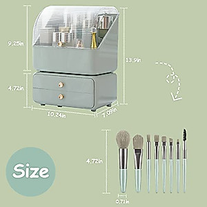 Makeup Organizer Large Visible Cosmetic Display Case With Detachable Drawers Include 8 Makeup Brushes Waterproof and Dustproof Cosmetic Storage Organizer For Makeup Skincare