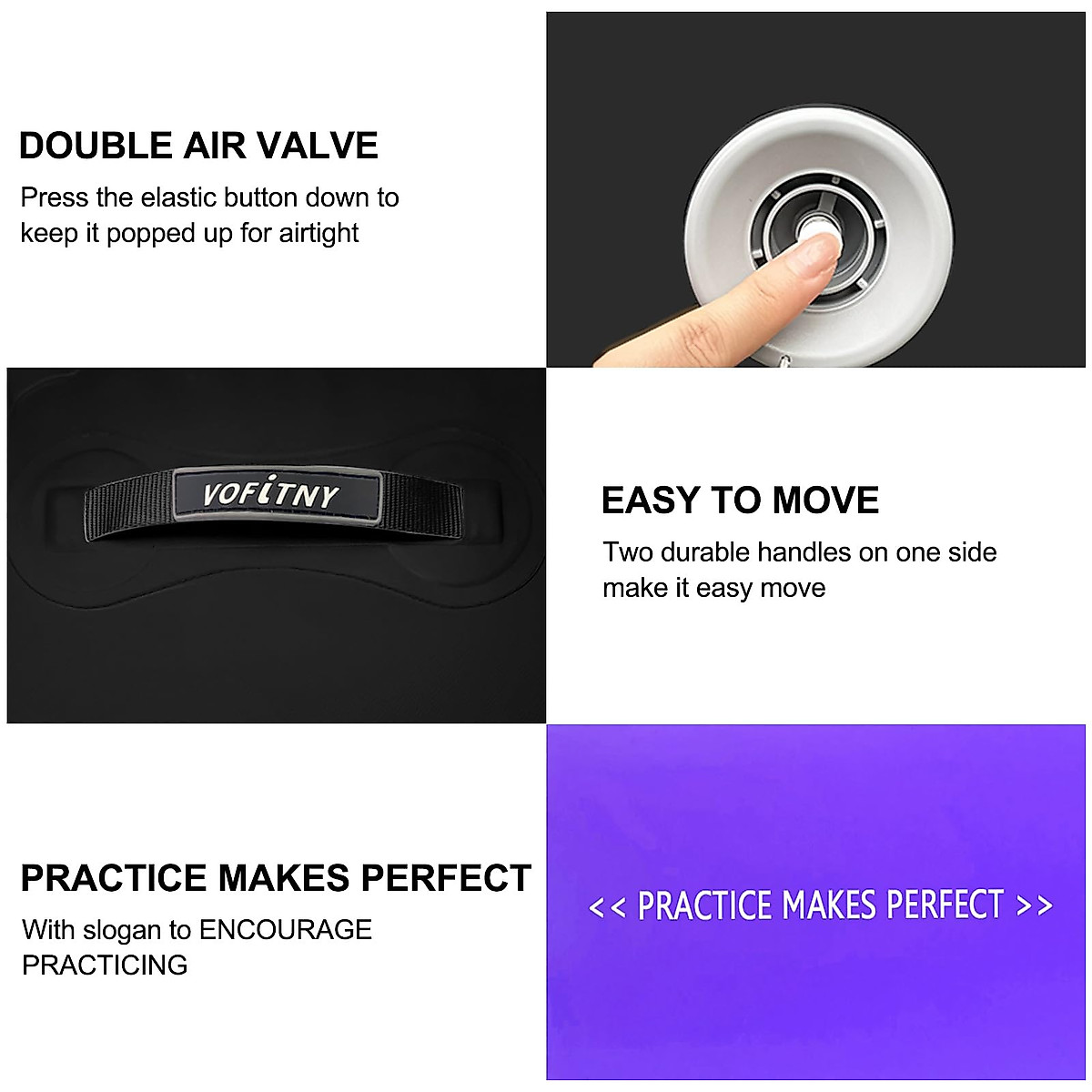 VOFiTNY Gymnastics Air Roller 4ft L x 2.5ft D for tumbling training for Home/Gym