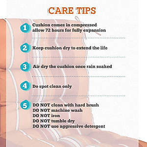 EAGLE PEAK Tufted Outdoor/Indoor High Back Patio Chair Cushions, Set of 2, 46'' x 22'', Red Stripes