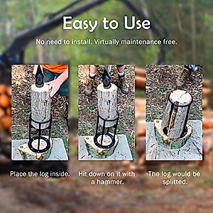 PIRIPARA Firewood Splitter Kindling Wood Splitting, Manual Log Wood Splitting Tool, 4 Parts at One Time Wood Splitter Cutter for 8.7" Diameter Wood