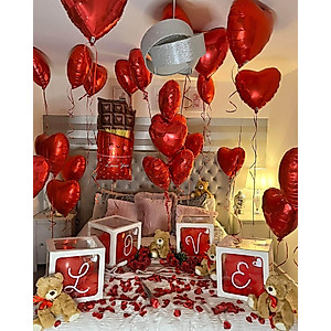 4 Pcs Huge Gradient Pink Heart Balloons 40 Inch Heart Shaped Balloons for Valentines Day Decorations Bridal Shower Wedding Party Decorations (Red,Pink)