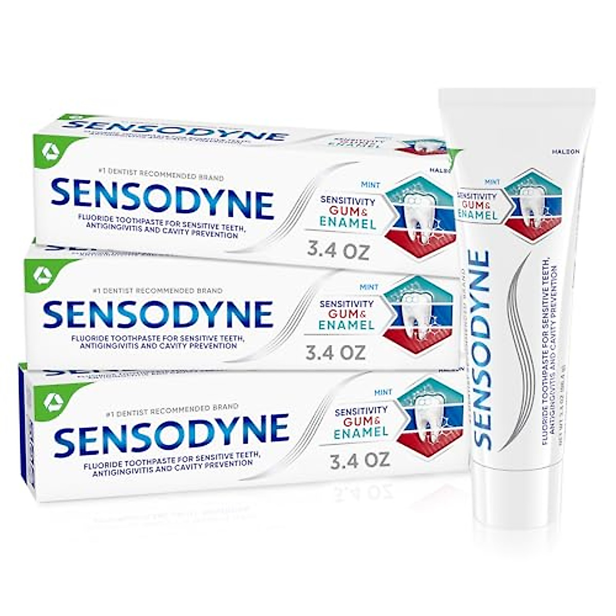 Sensodyne Toothpaste Sensitivity Gum and Enamel, Triple Protection, Refreshing Fluoride Toothpaste, Mint Flavor - 3.4 Ounces x 3