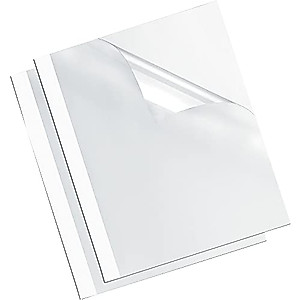 Fellowes 52220 Thermal Binding System Covers, 30-Sheet Cap, 11 X 8 1/2, Clear/White, 10/Pack