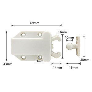 Sscon 4Pcs Catch Push To Open Cabinet Latches Touch Automatic Pop-Up Function Drawer Locks with Screws White