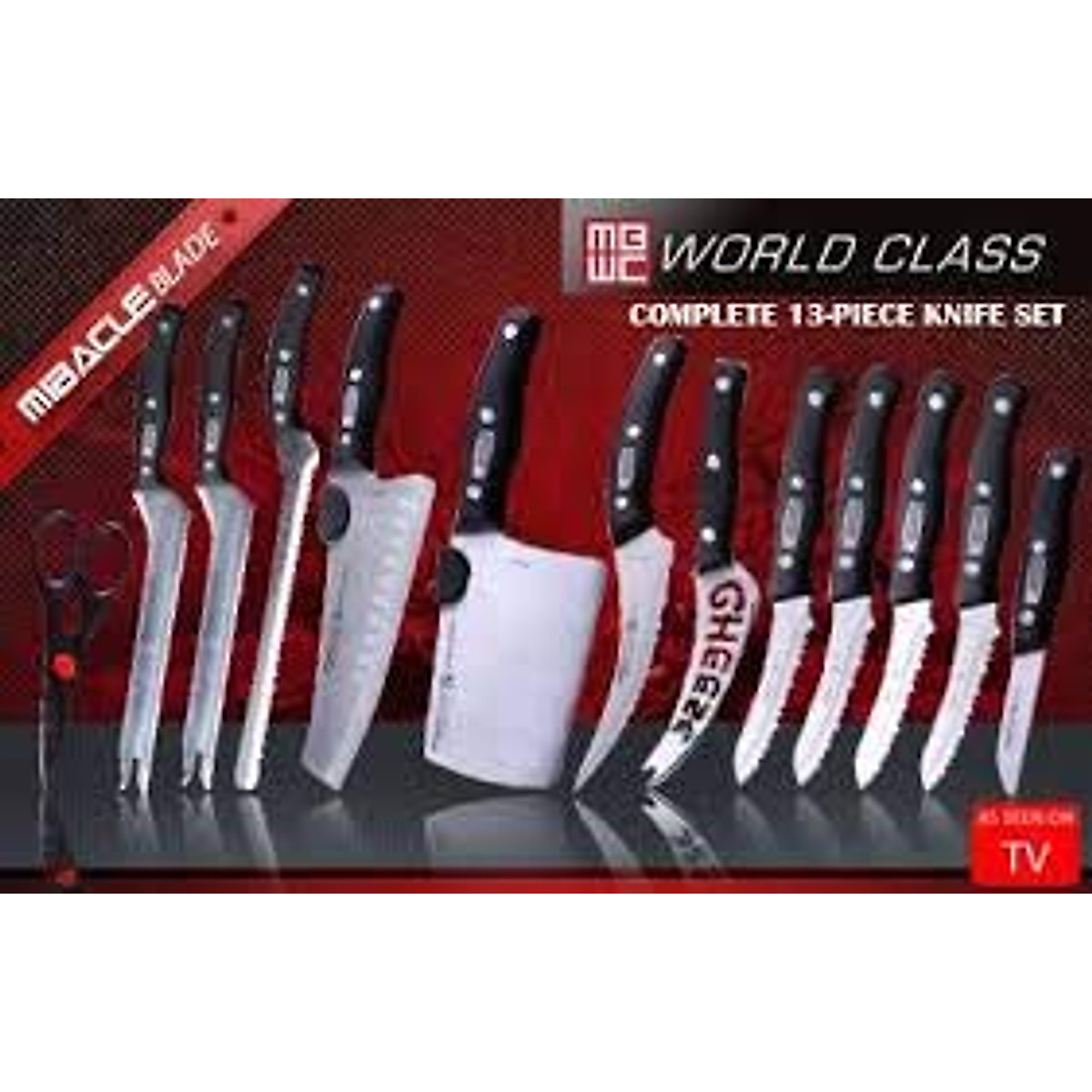 Miracle Blade IV World Class Professional Series 13 Piece Chef's Knife Collection - Ergonomic and Versatile Flash Forged Blades