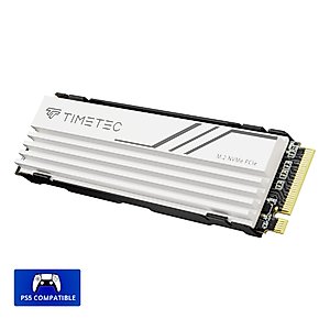 Timetec 1TB PCIe 4.0 White Heatsink Gaming SSD NVMe PCIe Gen4x4 M.2 2280 3D NAND TLC SLC Cache Read/Write Speed Up to 7,000/6,000 MB/s Internal Solid State Drive for PS5 Pro, PC Desktop