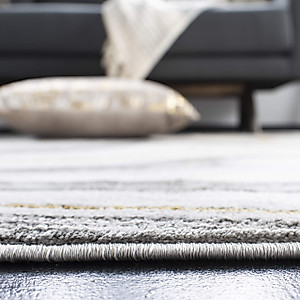 SAFAVIEH Craft Collection Area Rug - 5'3" Round, Grey & Gold, Modern Abstract Design, Non-Shedding & Easy Care, Ideal for High Traffic Areas in Living Room, Bedroom (CFT819F)