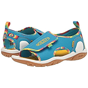 KEEN Knotch River Open Toe Sandals, Tie Dye/Vivid Blue, 3 US Unisex Big Kid