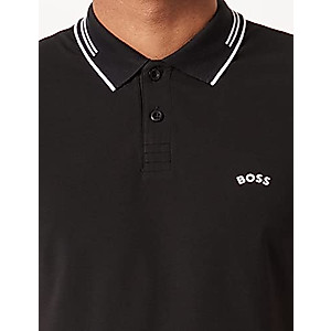 BOSS Men's Paul Curved Logo Polo Shirt, Black Coal, X-Large