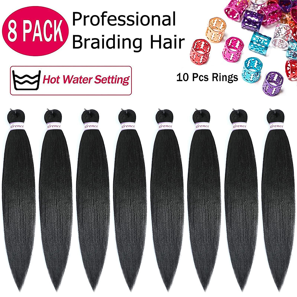 Alrence Pre Stretched Braiding Hair Long Braid 30 Inch 8 Packs Professional Braiding Hair Extensions Synthetic Crochet Twist Braids (30 Inch, 1B#)