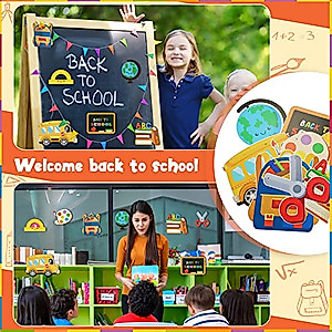 48 Pieces Back to School Cutouts Classroom Hanging Decorations Back to School Party Ornaments Bulletin Board Decor with Ropes and Glue Points for Kindergarten Preschool Primary High School