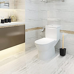 MYCENSE Bathroom Accessories Set 5 Pcs Bathroom Decor Ensemble Complete Includes Toothbrush Holder, Toothbrush Cup, Soap Dispenser, Soap Dish, Toilet Brush Holder, Black