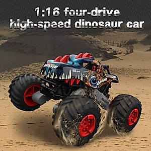 NETNEW Boys Toys RC Cars Tyrannosaurus Dinosaur Monster Trucks for Kids Off Road 20+MPH All Terrain 4WD Remote Control Car 6 7 8 Years Old