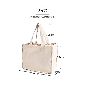 LONGTEN Reusable Grocery Bags Large Shopping Bags Cotton Eco Tote Bags Durable Canvas Bags Foldable Bags Compartment multi-pocket Design Beige