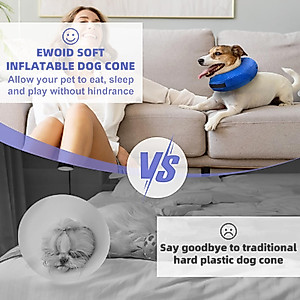 EWOID Inflatable Dog Cone, Dog Neck Donut Dog Cone, Soft Cone for Dogs, Adjustable Dog Cone Alternative After Surgery, Washable Dog Donut Cone for Dogs and Cats