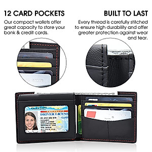 ECCELLENCE Wallets for Men RFID Blocking - Leather Wallet for Men Bifold, Men's Wallet Slim Minimalist, Carbon Fiber Wallets, Security Wallet, Genuine Leather Wallet, Birthday Gift for Husband and Dad