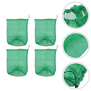 BESPORTBLE 4Pcs Portable Nylon Fishing Net Diving Fish Net Bag Drawstring Fish Catching Net