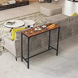 Giantex 48" Narrow Console Table - Long Bar Table, Rectangular Kitchen Dining Table w/Steel Frame, Adjustable Feet, Pub Table Counter Height Table, Sofa Side Table for Entryway, Hallway, Entry Table