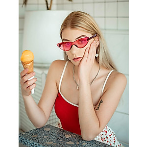 Weewooday 15 Pairs Candy Colored Rimless Sunglasses Cat Eye Colored Transparent Sunglasses for Women Men