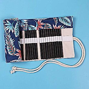 36 Slots Canvas Pencil Roll Case Large Capacity Pencil Holder Colored Pencils Wrap Brush Pouch Bag for Student Art Supplies(#3)