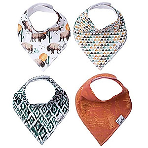 Copper Pearl Baby Bandana Drool Bibs for Drooling and Teething 4 Pack Gift Set “Bison, Soft Set of Cloth Bandana Bibs for Any Baby Girl or Boy, Cute Registry Ideas for Baby Shower Gifts