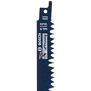 BOSCH RP95 5 pc. 9 In. 5 TPI Edge Reciprocating Saw Blades for Pruning , Grey