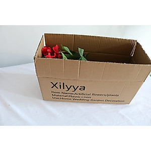Xilyya 2PCS Artificial Impatiens Bushes Silk Flowers Greenery Indoor Garden Office Wedding Decor (Red)