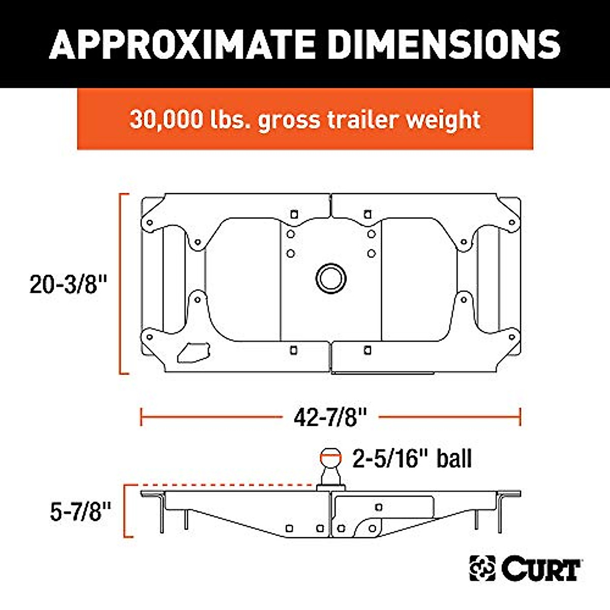 CURT 60700 Factory Original Equipment Style Gooseneck Hitch, 30,000 lbs. 2-5/16-Inch Ball, Fits Select Ford F-250, F-350, F-450 Super Duty