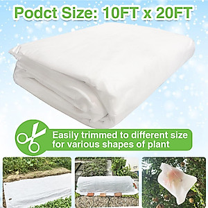 YFFSIDMY Plant Covers Freeze Protection 10'x20', Plant Covers for Winter, Frost Cloth Tree Freeze Protection, Forst Blankets for Outdoor Plants, Winter Floating Row Cover, White