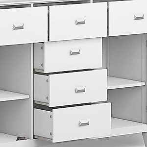 SIMPLIHOME Artisan SOLID WOOD 54 Inch Wide Contemporary Sideboard Buffet in White, For the Dining Room and Kitchen