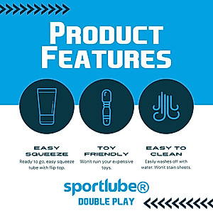 Sportlube Double Play Premium Water-Based Personal Lubricant 8oz Tube - Intimate Sex Lube for Men, Women, & Couples - Natural Feel, Silky Smooth, Non-Staining