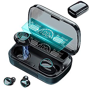 Fenpos Bluetooth 5.1 Wireless Earbuds, TWS Low Latency Noise Cancel Headphones with Hi-Fi Stereo Audio, Bluetooth Headphones with LED Display, IPX7 Waterproof Sport Earphones (M10)