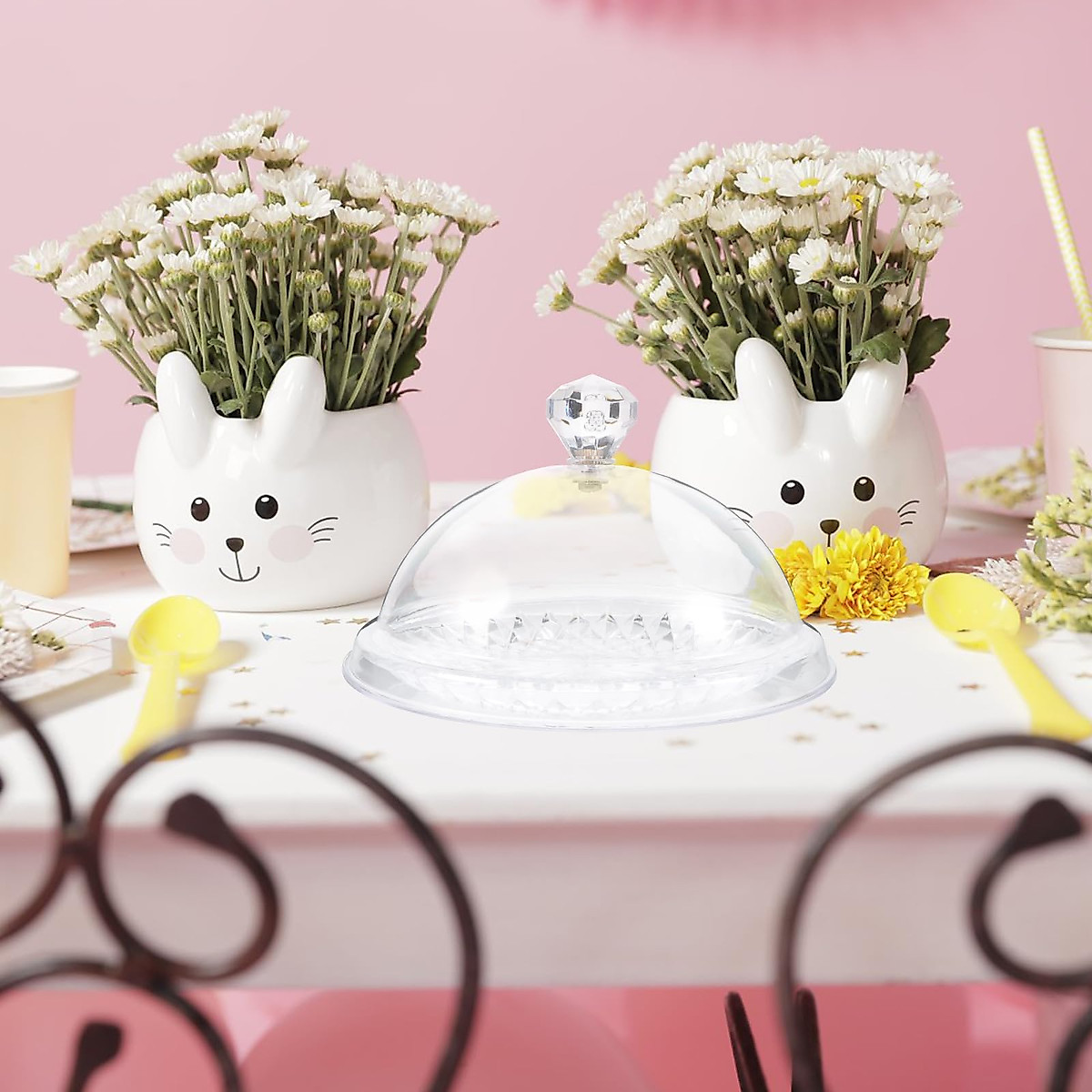 BESTonZON Dessert Display Tray, 8.27x8.27x5.91in Square, Transparent Polypropylene Tray with Acrylic Lid, Shatterproof Servingware for Food, Ideal for Christmas, Easter, Anniversary, Birthday