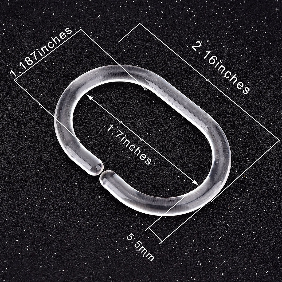 24 Packs Plastic Shower Curtain Rings Hooks for Bathroom Shower Window Rod (Clear)