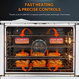 WILPREP Natural Gas Convection Oven, Single Deck Commercial Gas Convection Oven with 54000 BTU, 7 cu ft Capacity, 38" Full Size Conventional Oven for Commercial Restaurant Kitchen, NG, 120V