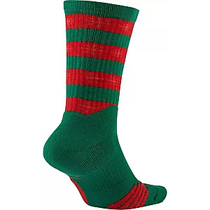 Nike Elite Basketball Christmas Socks Large (Fits Men Size 8-12) Green, Red DA5097-312