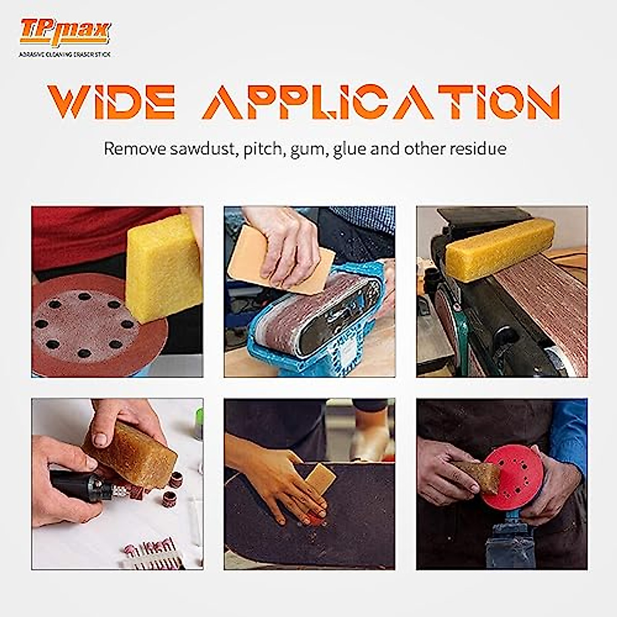 1-1/2" x 1-1/2" x 8" Inch Abrasive Cleaning Eraser Stick for Cleaning Abrasive Sanding Belts & Sanding Discs Sandpaper Rough Tape, Skateboard and Shoes Natural Rubber Build