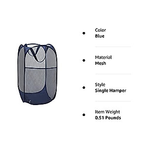Handy Laundry Collapsible Mesh Foldable Hamper 14" x 14' x 24" Navy Blue