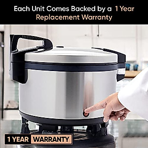 Commercial Electric Rice Warmer - Large Capacity Stainless Steel 60 Cup Rice & Soup Warmer Pot (Not a Rice Cooker) - Non Stick & Forms a Tight Seal to Keep Rice Fluffy for 12 Hours
