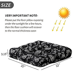 HIGOGOGO Boho Floor Pillow, Dragon Pattern Meditation Pillow Square Seat Cushion Yoga Cushion India Seating Pad for Living Room Bedroom Balcony Garden Party Decoration, Navy, 22x22 Inch