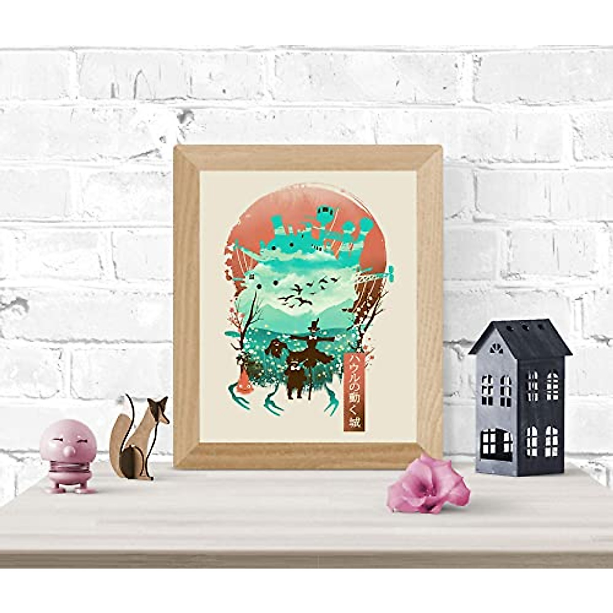 Japanese Castle Art Print - Ukiyo-e Wall Art 8 x 10 Unframed Japanese Anime Artwork Wizard Print Hayao Miyazaki Wall Hanging Cool Movie Inspired Home Decor, Calcifer Turnip Head Artwork