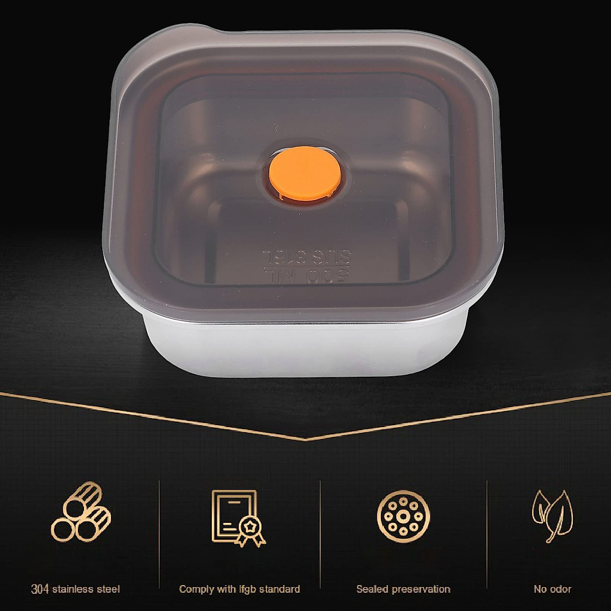 Stainless Steel Containers With Lids, Stainless Steel Food Containers, Food Storage Container, Metal Leak Proof Food Container Box Adult Box for Home (500ml)