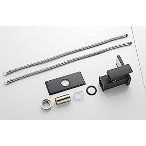 LOOPAN LED Light Bathroom Faucet Waterfall Black One Hole Single Handle Faucet for Bathroom Sink Mount Vanity Faucet Lead-Free for Commercial Residential