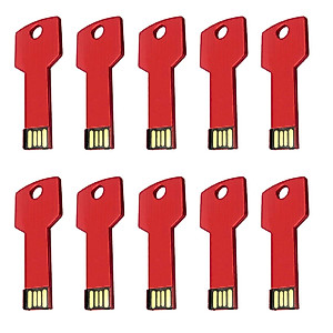 10Pack 2.0 USB Flash Drive Metal Key Design Metal Key Shaped Memory Stick USB Disk (2.0/8GB, Red)