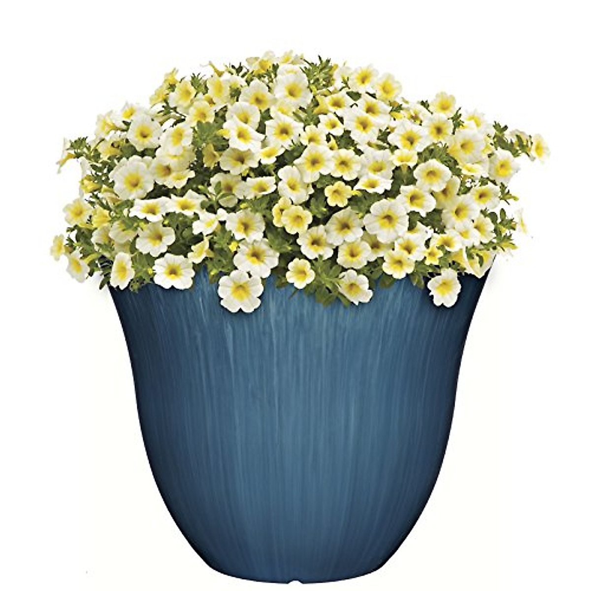 Classic Home and Garden Honeysuckle Resin Flower Pot Planter, Ocean Blue, 15"