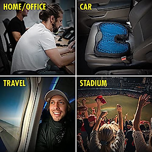 HEALTHMATE IN9115 Comfy Gel Coccyx Cushion Gel Seat Cushion for Long Sitting for Back, Sciatica and Tailbone Pain Relief, for Office Chair, Car, Wheelchair, Long Trips