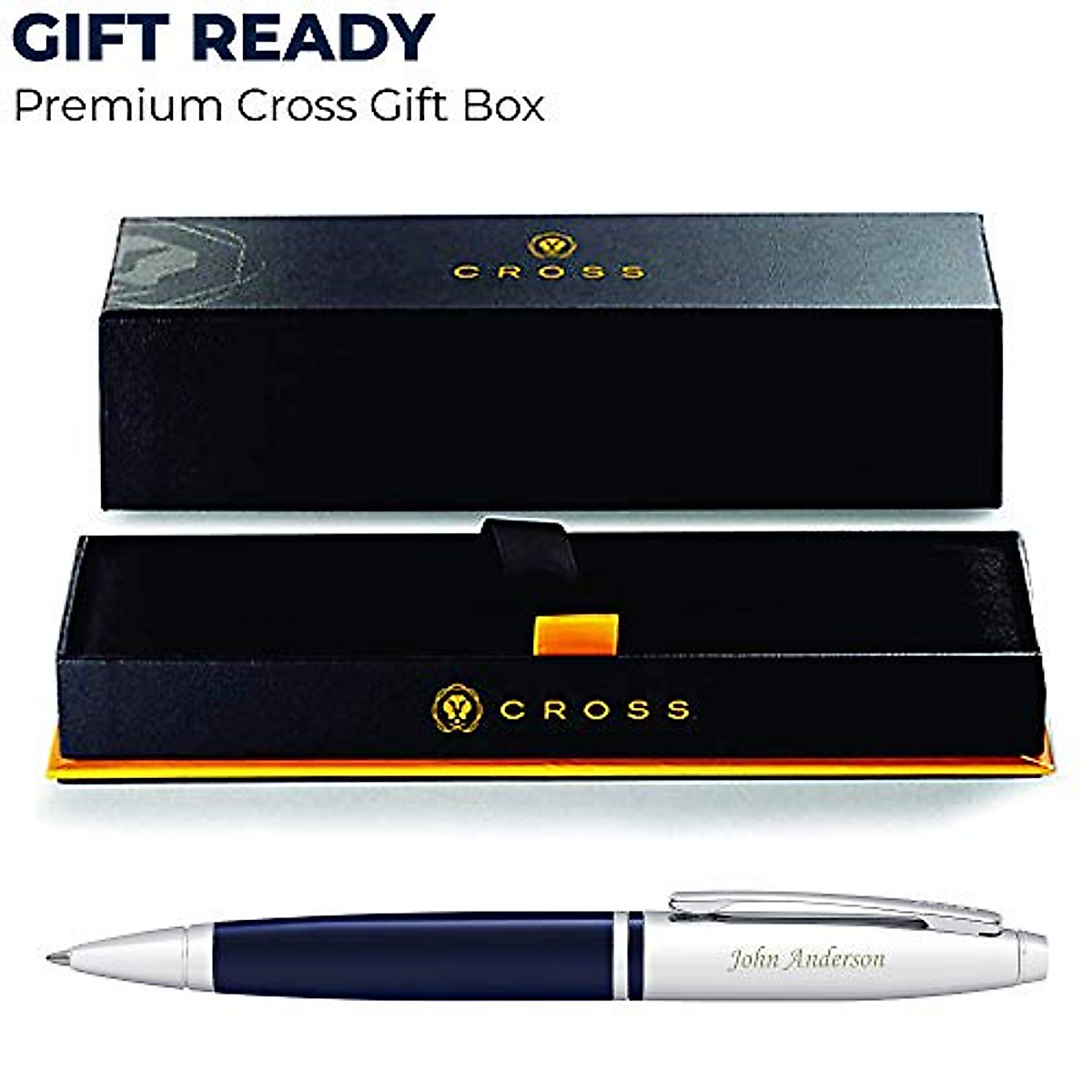 Dayspring Pens Personalized Cross Pen | Engraved Cross Calais Ballpoint Pen - Blue. Custom Gift Pen with Case AT0112-3 Engraving Shipped in One Business Day.