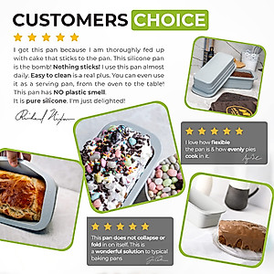Silicone Loaf Pan (Small) Non-Stick Oven Dish - Professional Bakeware Baking Mould for Cakes Pies Breads - Microwave Dishwasher Freezer Safe - Quick Release - 8.2" x 3.9" x 2.7" by Cook’n’Chic