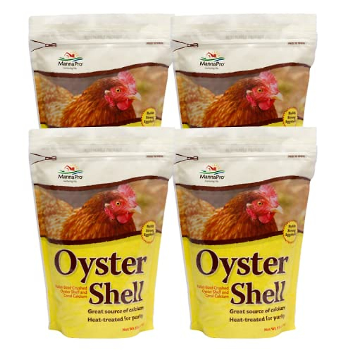 Manna Pro Crushed Oyster Shell | Egg Laying Chickens | 5 LB (4-Pack)